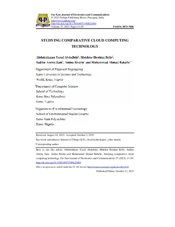 (PDF) Studying Comparative Cloud Computing Technology