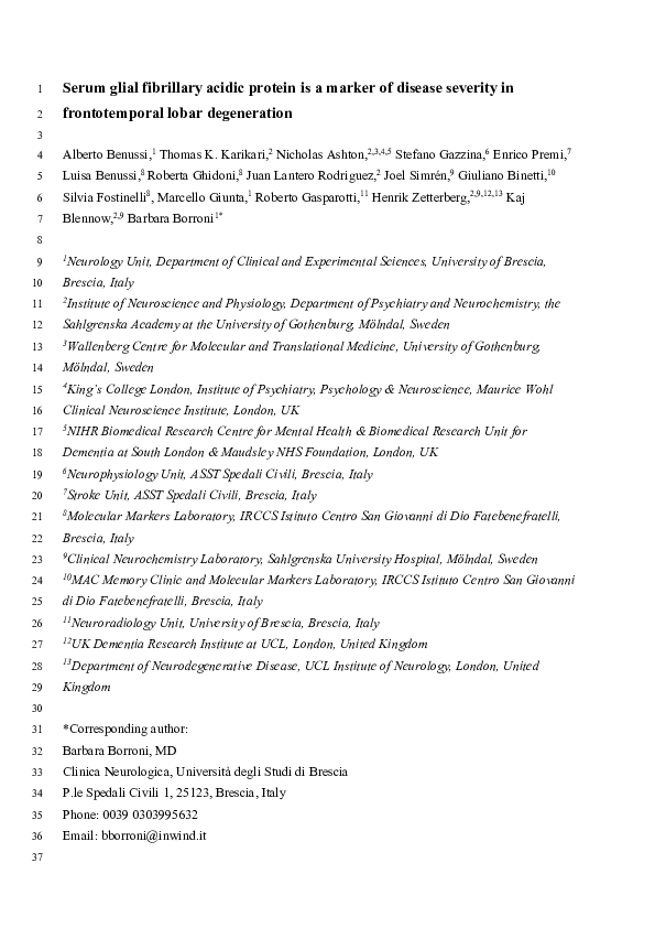(PDF) Serum Glial Fibrillary Acidic Protein (GFAP) Is a Marker of Disease Severity in ...