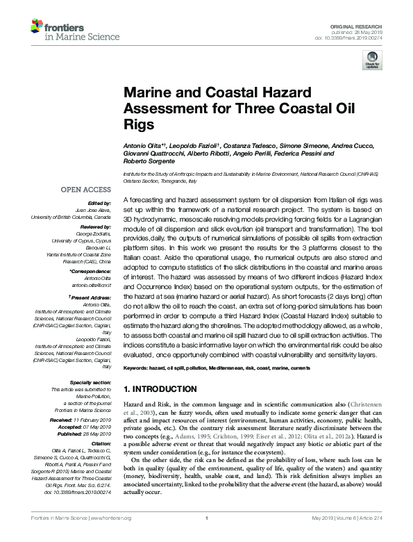 (PDF) Marine and Coastal Hazard Assessment for Three Coastal Oil Rigs
