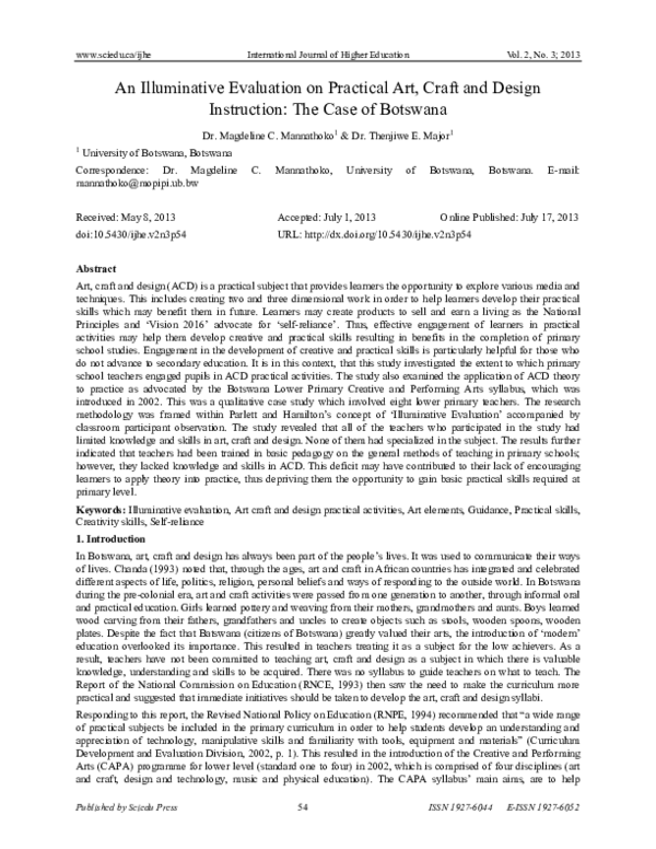 (PDF) An Illuminative Evaluation on Practical Art, Craft and Design ...