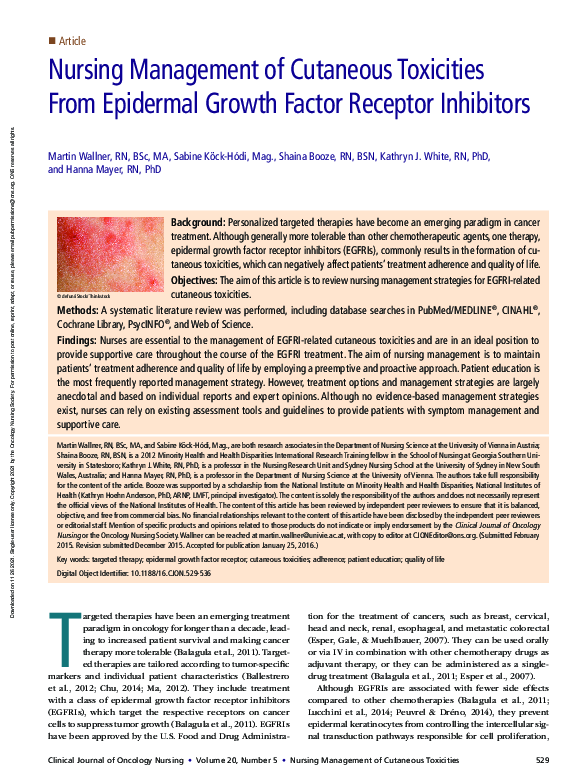 (PDF) Nursing Management of Cutaneous Toxicities From Epidermal Growth ...