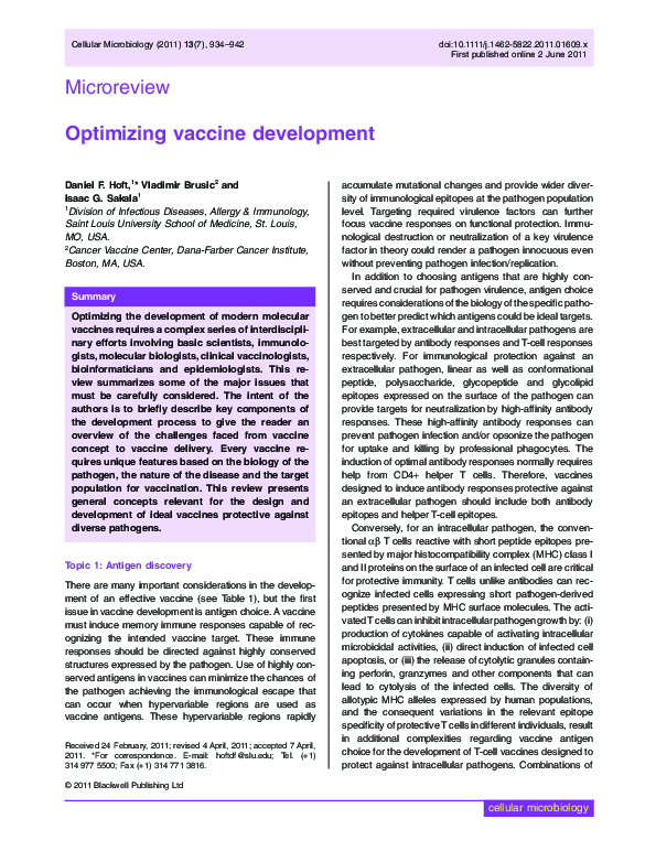 (PDF) Optimizing vaccine development