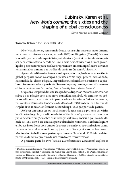 (PDF) New World coming: the sixties and the shaping of global consciousness
