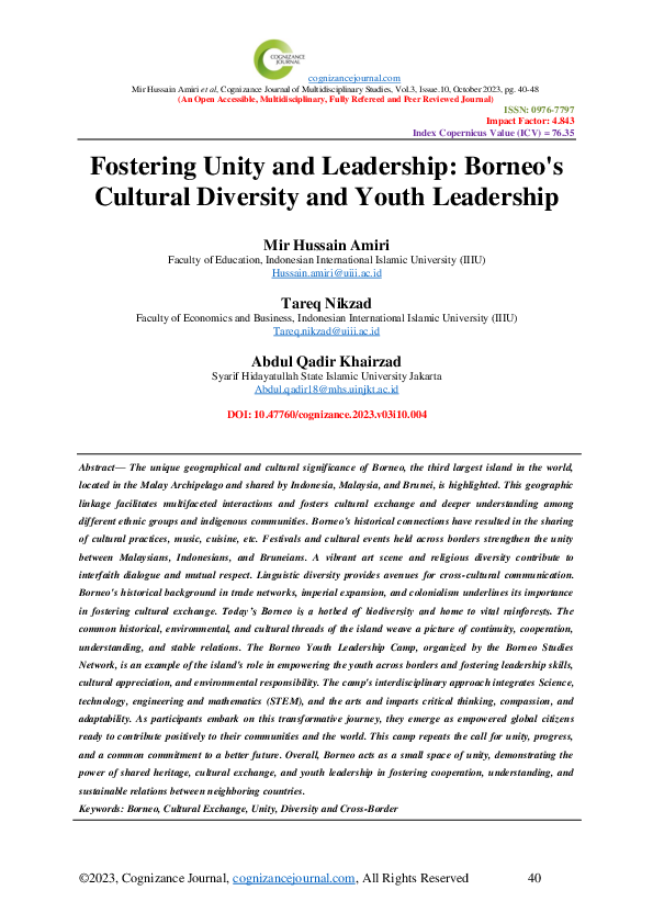(PDF) Fostering Unity and Leadership: Borneo's Cultural Diversity and ...