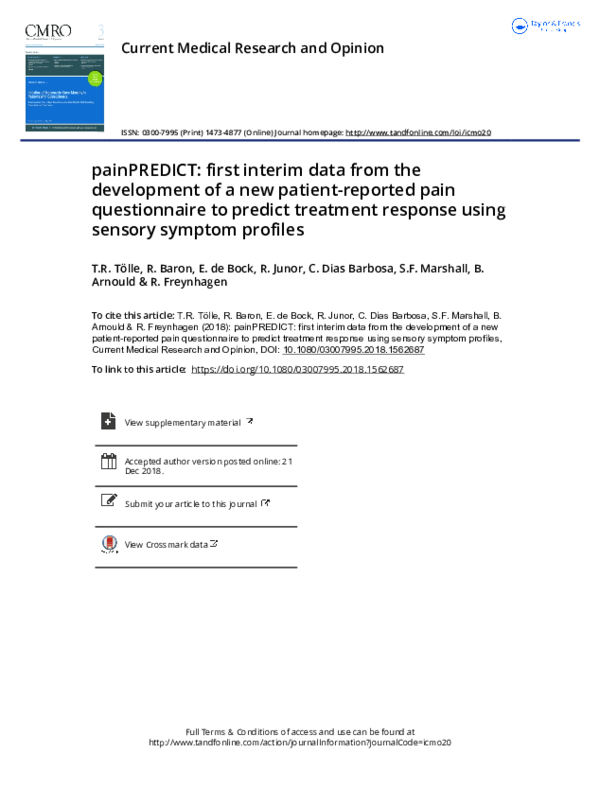 (PDF) painPREDICT: first interim data from the development of a new patient-reported pain ...
