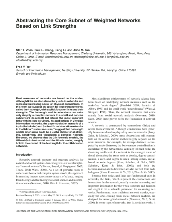 (PDF) Abstracting the core subnet of weighted networks based on link strengths
