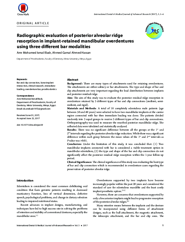 (PDF) Radiographic evaluation of posterior alveolar ridge resorption in ...