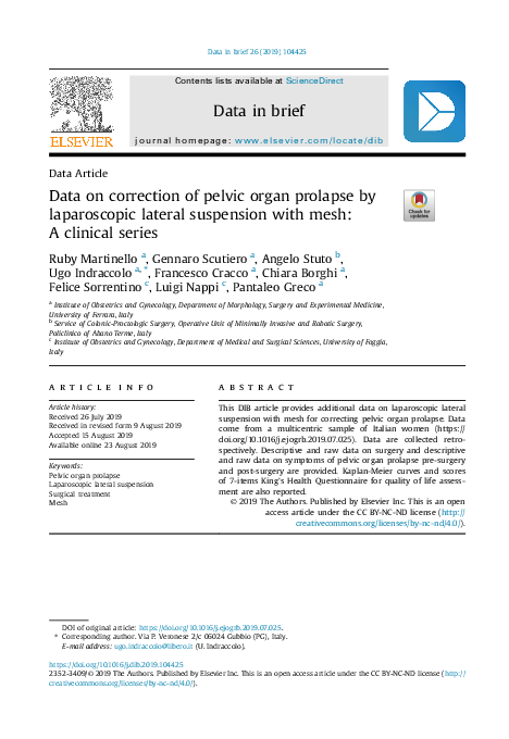 (PDF) Data on correction of pelvic organ prolapse by laparoscopic lateral suspension with mesh ...