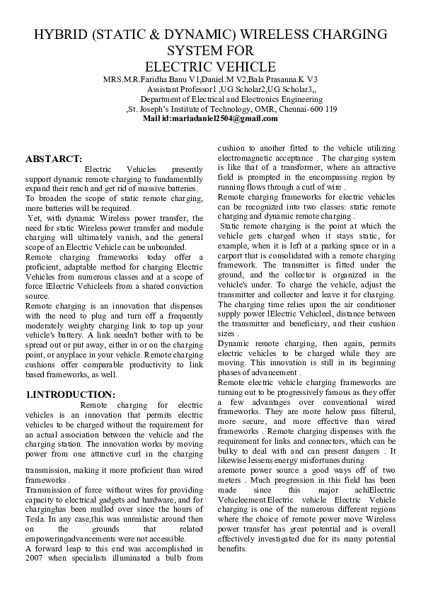 (PDF) HYBRID (STATIC & DYNAMIC) WIRELESS CHARGING SYSTEM FOR ELECTRIC ...