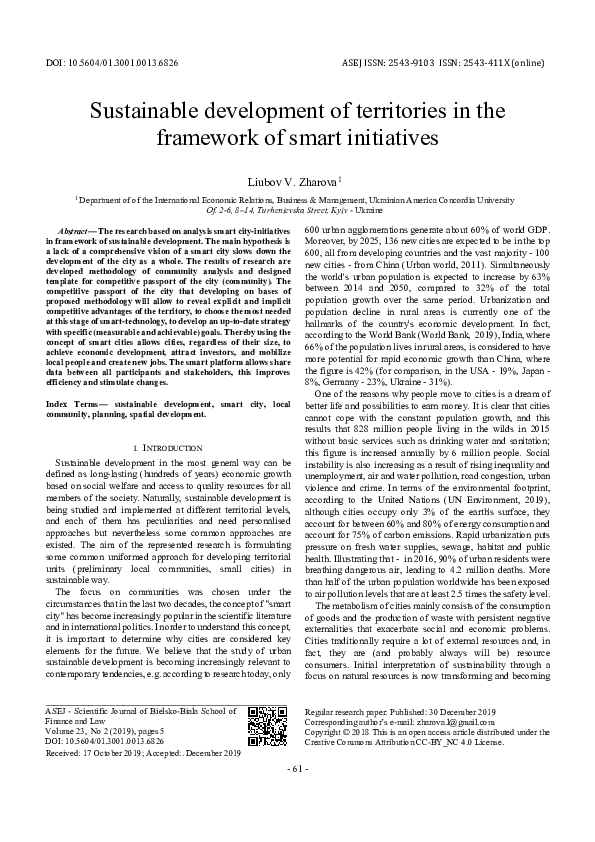 (PDF) Sustainable development of territories in the framework of smart ...