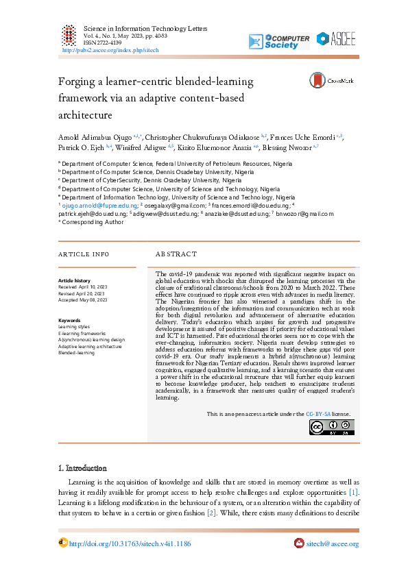 (PDF) Forging a learner-centric blended-learning framework via an adaptive content-based ...