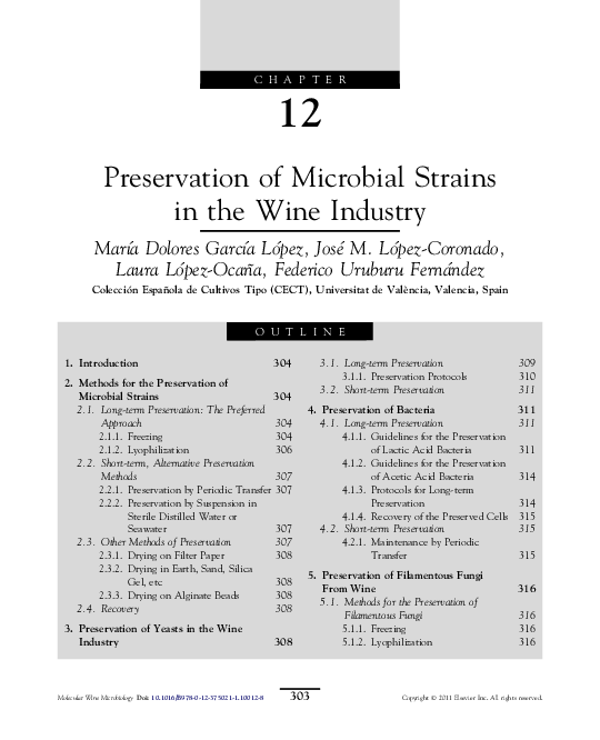 (PDF) Preservation of Microbial Strains in the Wine Industry