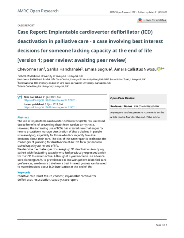 (PDF) Case Report: Implantable cardioverter defibrillator (ICD ...