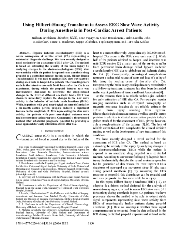 (PDF) Using Hilbert-Huang Transform to assess EEG slow wave activity during anesthesia in post ...