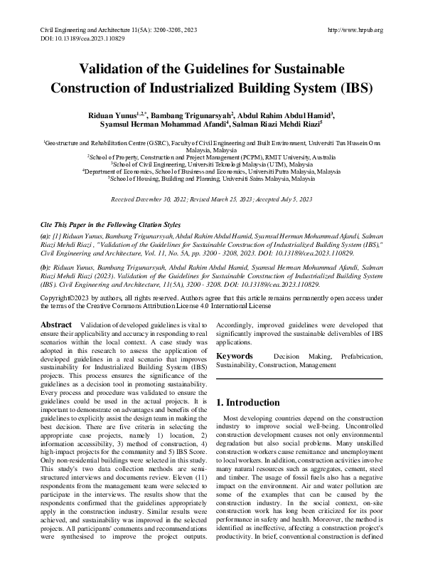(PDF) Validation of the Guidelines for Sustainable Construction of ...