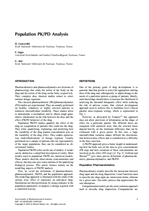 (PDF) Population PK/PD Analysis