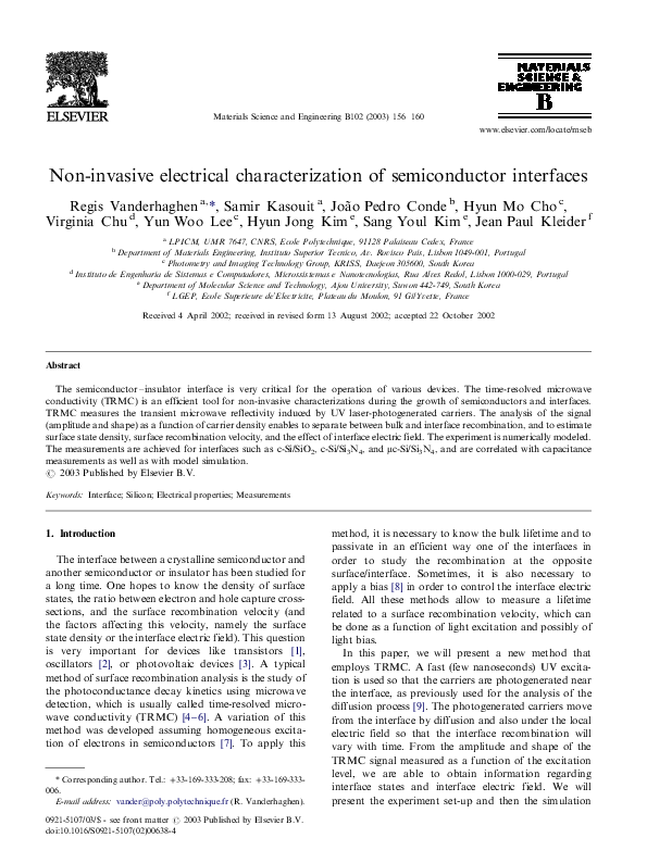 (PDF) Non invasive electrical characterization of semiconductor at bulk and interfaces