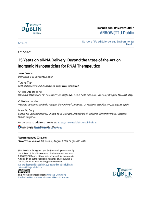 (PDF) 15 years on siRNA delivery: Beyond the State-of-the-Art on ...