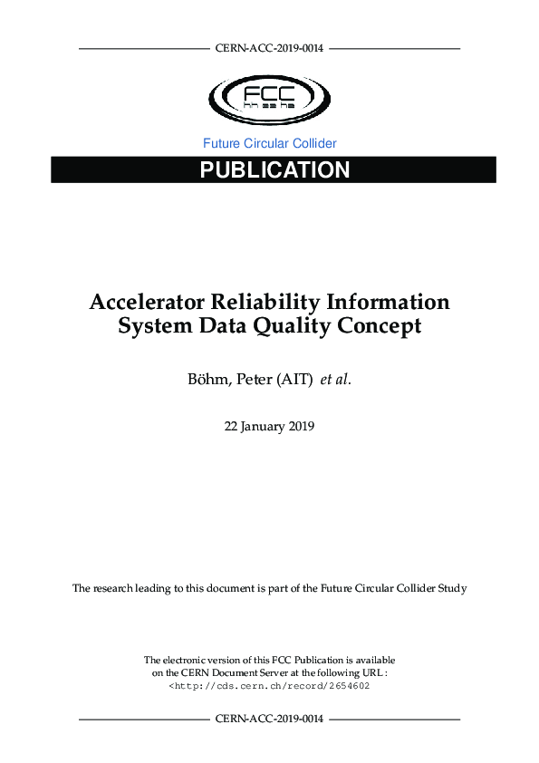(PDF) Accelerator Reliability Information System Data Quality Concept