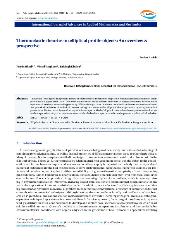 (PDF) Thermoelastic theories on elliptical profile objects: An overview ...