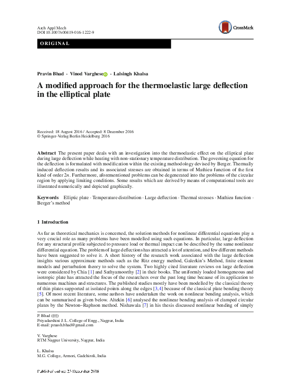 (PDF) A modified approach for the thermoelastic large deflection in the ...