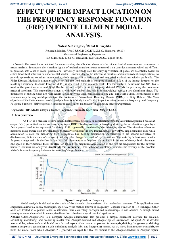 (PDF) Effect of the Impact Location on the Frequency Response Function (FRF) in Finite Element ...