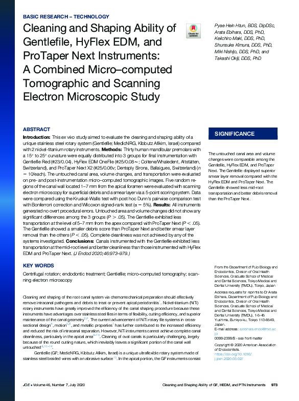 (PDF) Cleaning and Shaping Ability of Gentlefile, HyFlex EDM, and ...