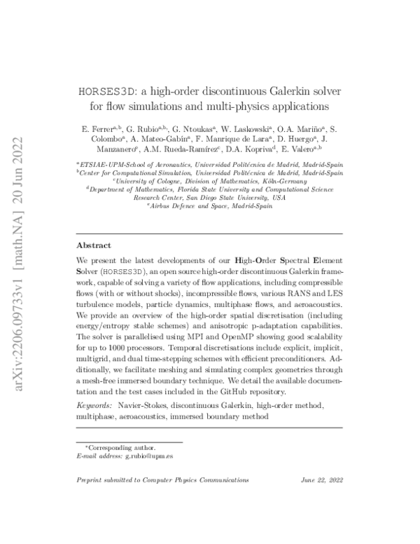 (PDF) A high-order discontinuous Galerkin solver for flow simulations and multi-physics applications