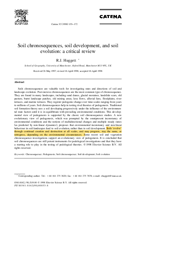 (PDF) Soil chronosequences, soil development, and soil evolution: a ...
