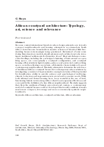 (PDF) African courtyard architecture : typology, art, science and ...