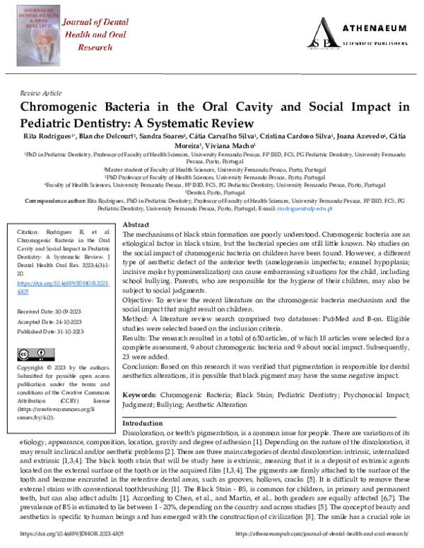 (PDF) Chromogenic Bacteria in the Oral Cavity and Social Impact in ...