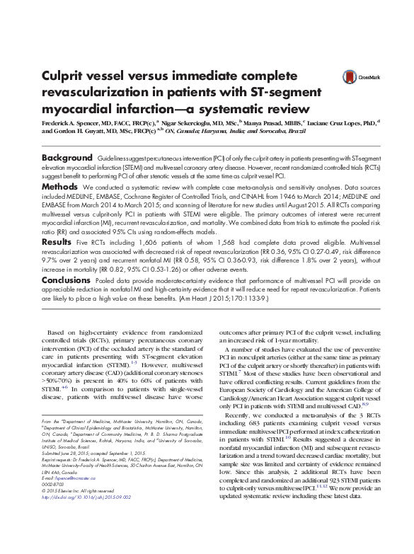 (PDF) Culprit vessel versus immediate complete revascularization in ...