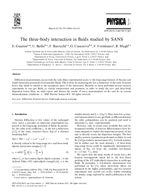 (PDF) The three-body interaction in fluids studied by SANS