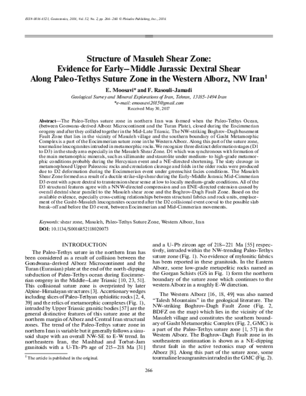 (PDF) Structure of Masuleh Shear Zone: Evidence for Early–Middle ...