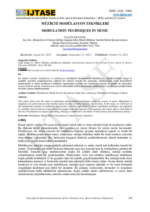 (PDF) MÜZİKTE MODÜLASYON TEKNİKLERİ MODULATION TECHNIQUES IN MUSIC