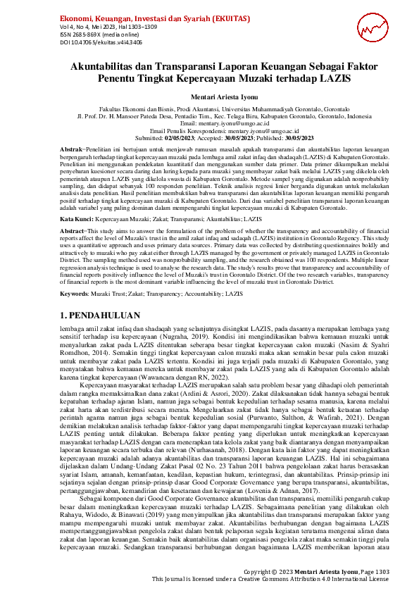 (PDF) Akuntabilitas dan Transparansi Laporan Keuangan Sebagai Faktor Penentu Tingkat Kepercayaan ...