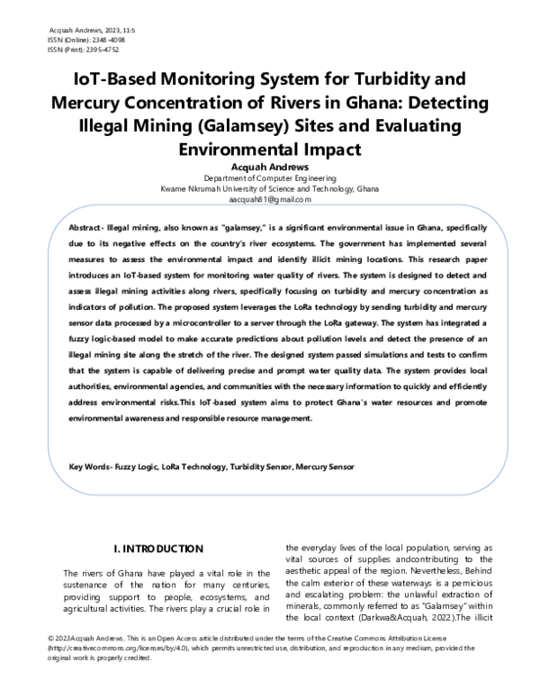 (PDF) IoT-Based Monitoring System for Turbidity and Mercury Concentration of Rivers in Ghana ...