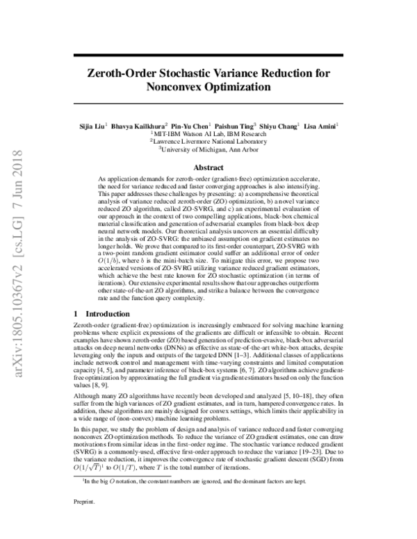 (PDF) Zeroth-Order Stochastic Variance Reduction for Nonconvex Optimization