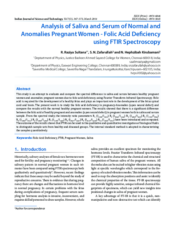 (PDF) Analysis of Saliva and Serum of Normal and Anomalies Pregnant ...