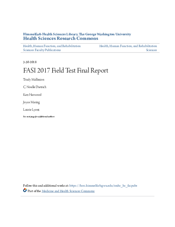 (PDF) FASI 2017 Field Test Final Report