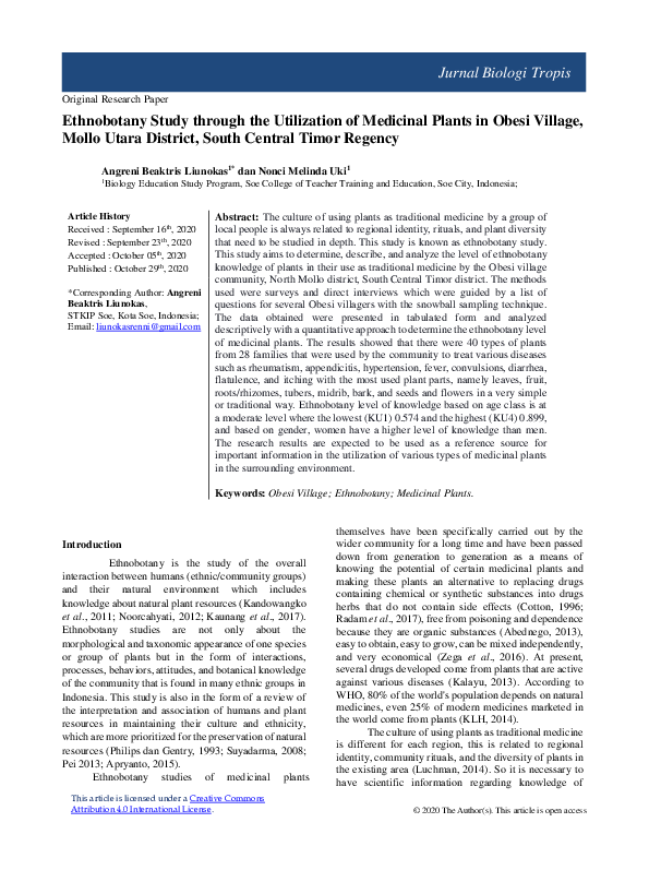 (PDF) Ethnobotany Study through the Utilization of Medicinal Plants in ...