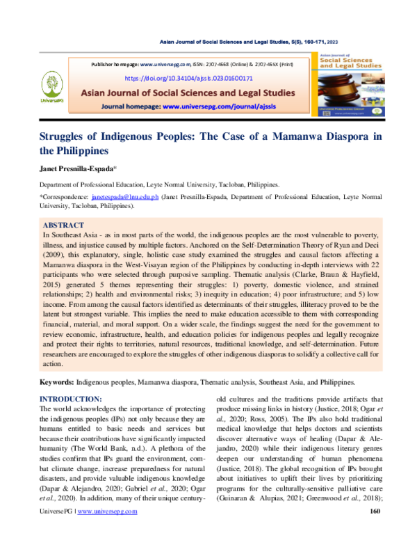 (PDF) Struggles of Indigenous Peoples: The Case of a Mamanwa Diaspora ...