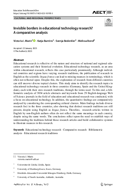 (PDF) Invisible borders in educational technology research? A ...
