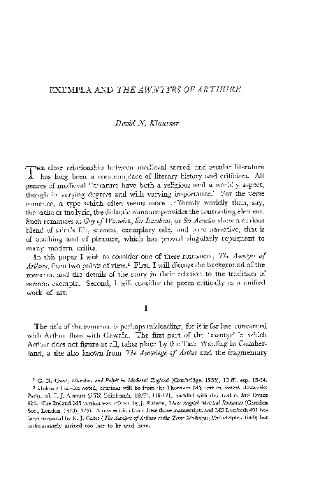 (PDF) Exempla and The Awntyrs of Arthure