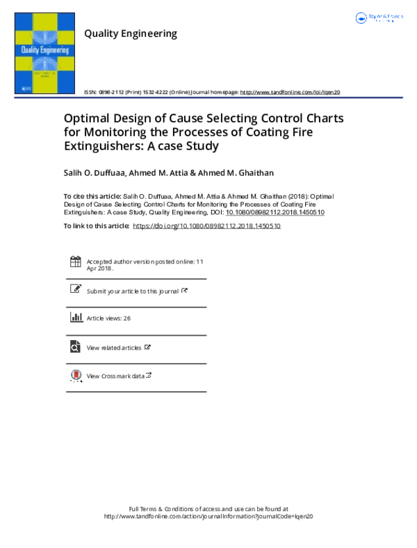 (PDF) Optimal design of cause selecting control charts for monitoring ...