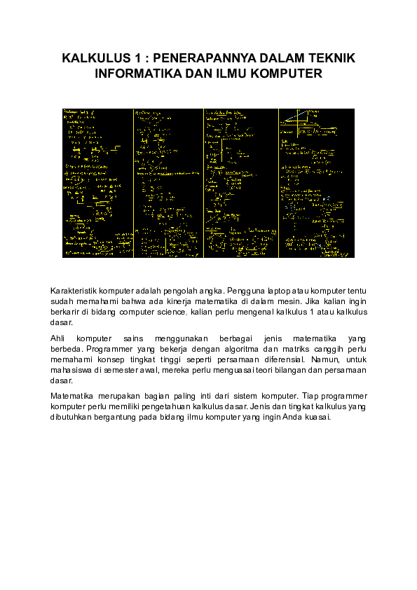 (PDF) KALKULUS 1 : PENERAPANNYA DALAM TEKNIK INFORMATIKA DAN ILMU KOMPUTER