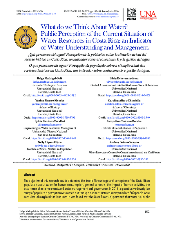 (PDF) What do we Think About Water? Public Perception of the Current ...