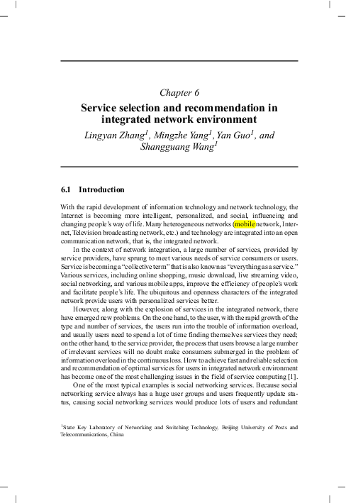 (PDF) Service selection and recommendation in integrated network ...