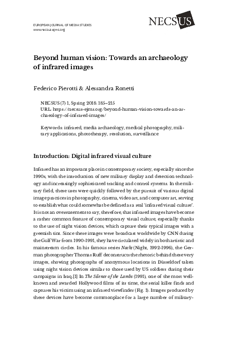 (PDF) Beyond human vision: Towards an archaeology of infrared images