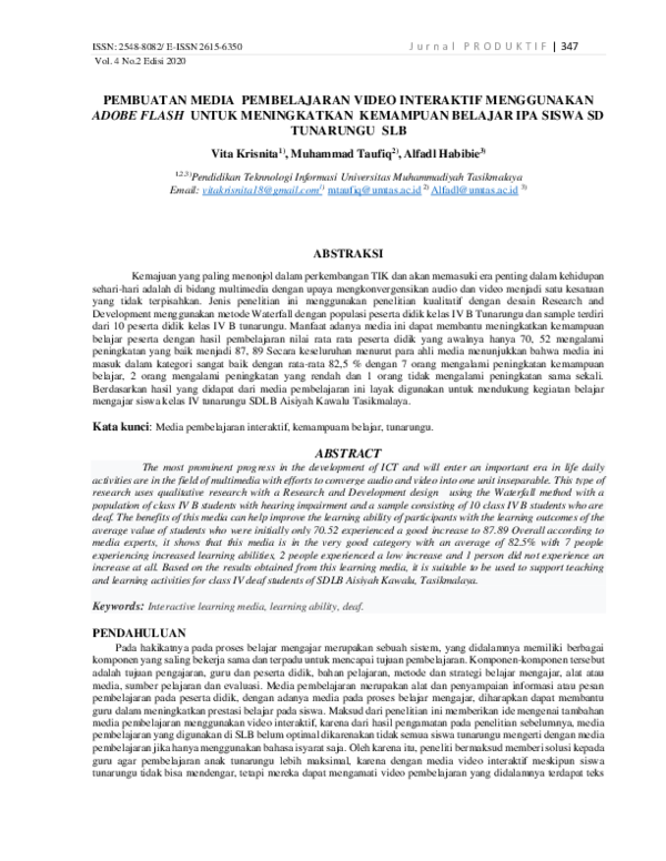(PDF) Pembuatan Media Pembelajaran Video Interaktif Menggunakan Adobe Flash Untuk Meningkatkan ...